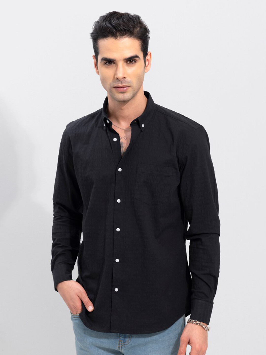 Buy Snitch Men Black Slim Fit Casual Shirt - Shirts for Men 19611496 ...