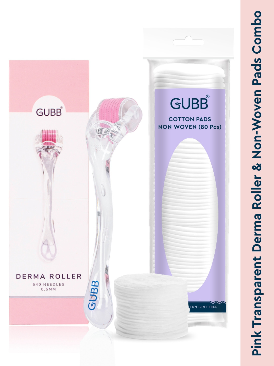 Buy GUBB Set Of Transparent Derma Roller Pink & Makeup Remover Non ...