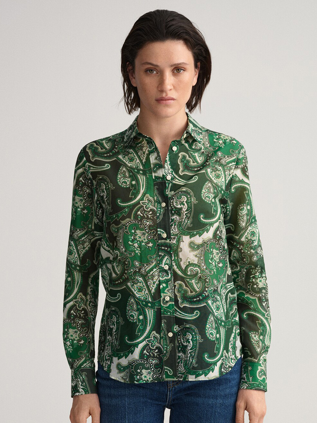 Buy GANT Green Floral Print Shirt Style Top - Tops for Women 19614552 ...