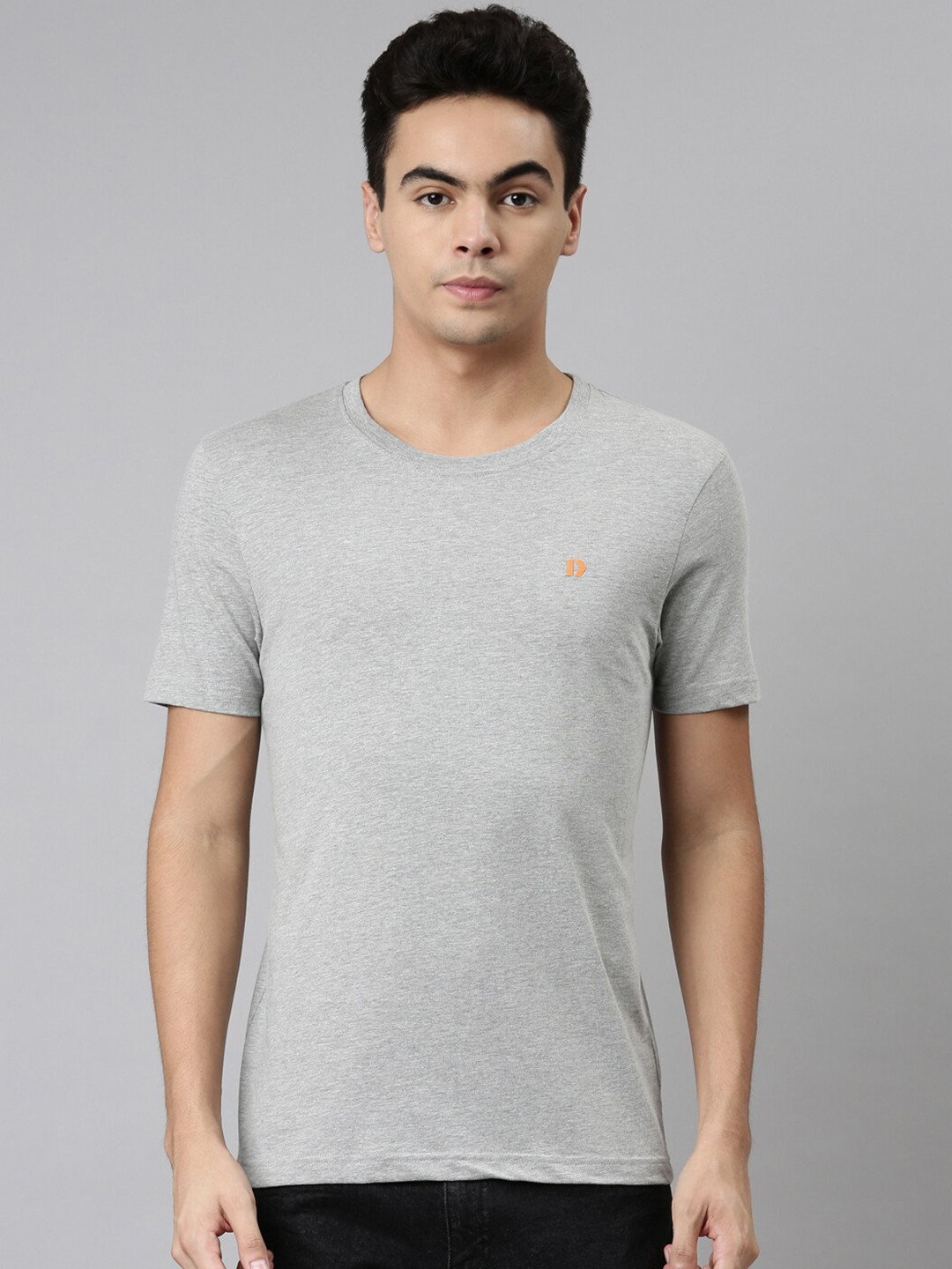 Buy DIXCY SCOTT Solid Round Neck Short Sleeves Regular Fit Cotton T ...