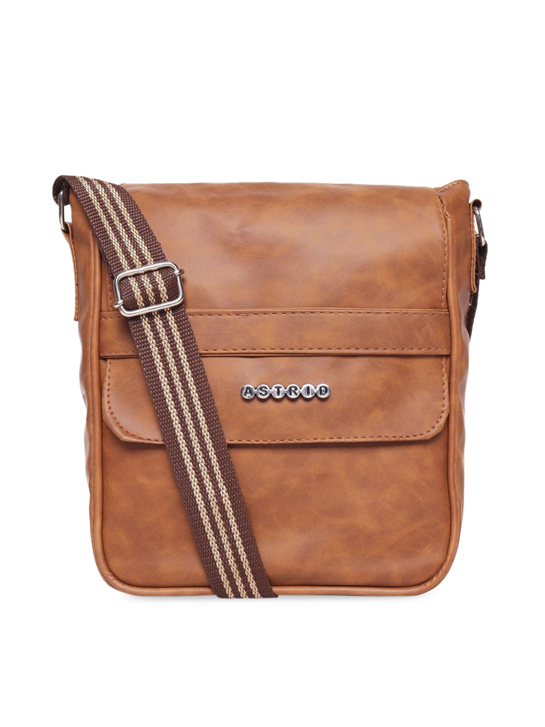 Buy ASTRID Men Tan PU Structured Utility Sling Bag - Messenger Bag for ...