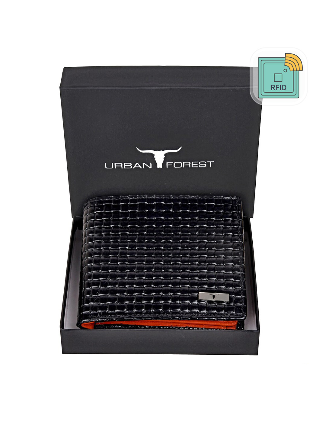 Buy URBAN FOREST Men Black & Brown Geometric Printed Leather Two Fold ...