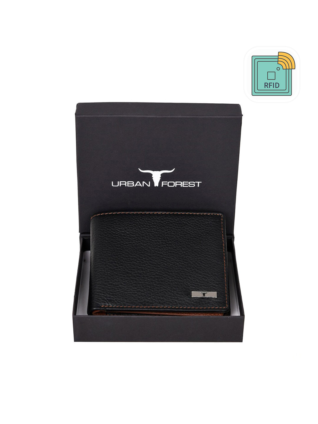 Buy URBAN FOREST Men Black & Brown Leather Two Fold Wallet - Wallets ...