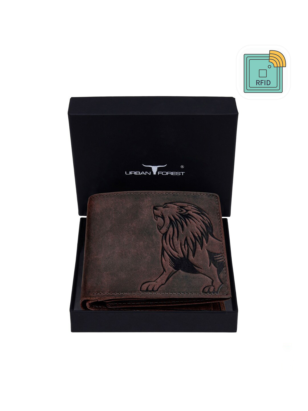 Buy URBAN FOREST Men Brown Animal Printed Leather Two Fold Wallet ...