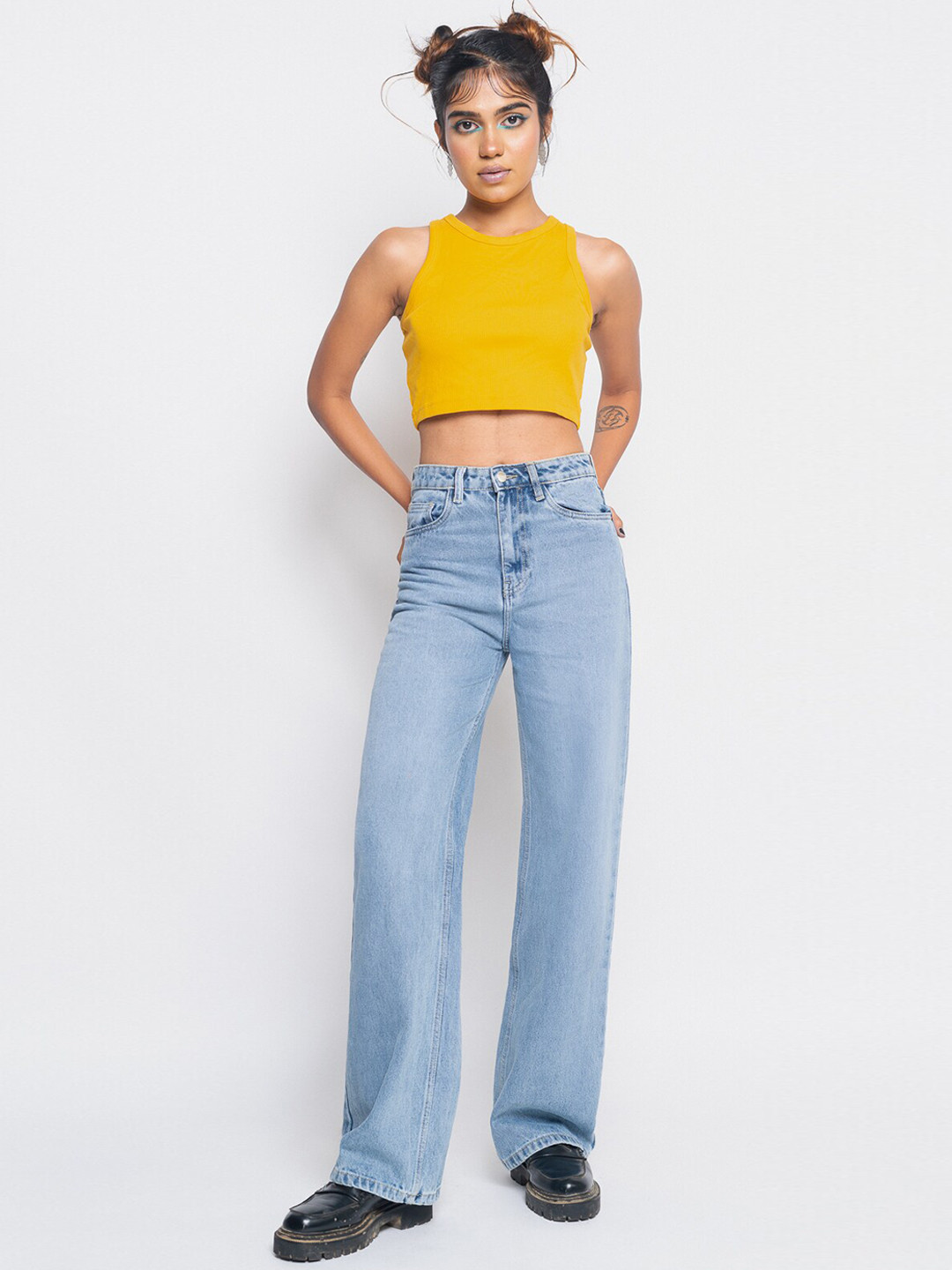 Buy FREAKINS Women Blue Straight Fit High Rise Heavy Fade Jeans - Jeans ...