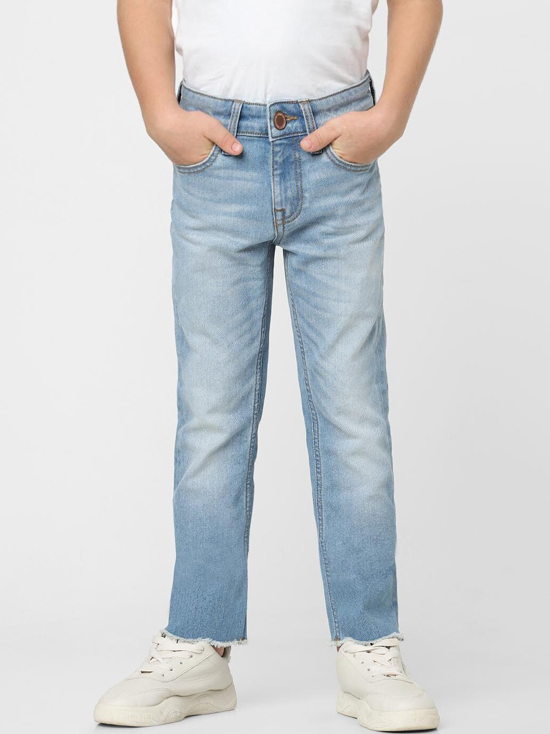 Buy Jack & Jones Junior Boys Blue Clark Straight Fit Heavy Fade Jeans ...