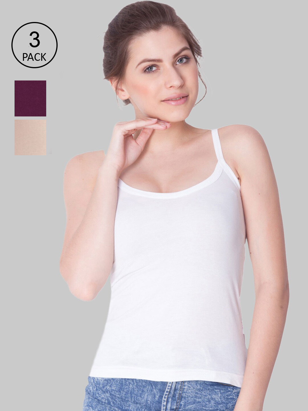 Buy Dollar Missy Women Pack Of 3 Solid Cotton Camisoles - Camisoles for ...