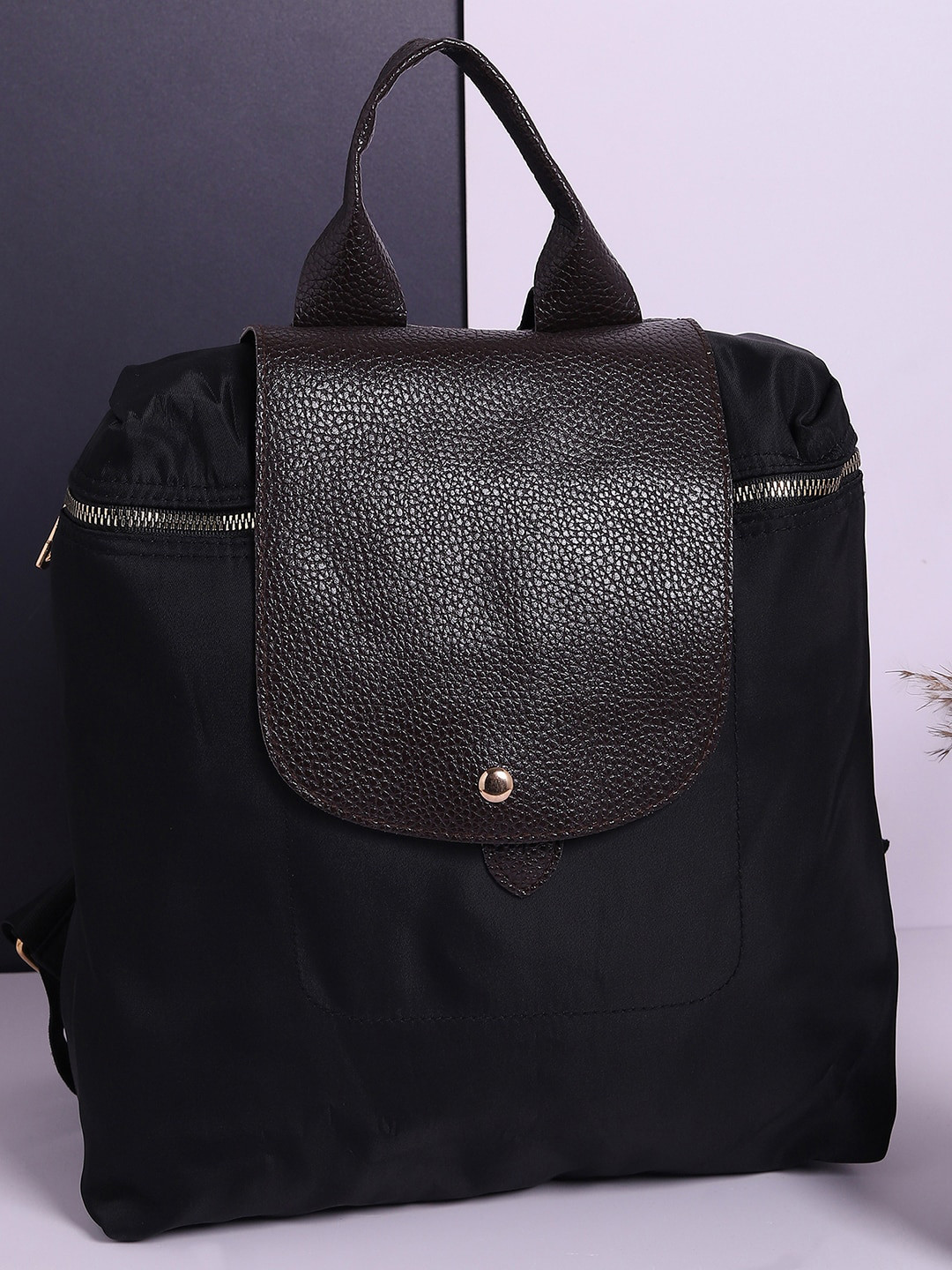 Buy HAUTE SAUCE By Campus Sutra Women Black Solid Backpack - Backpacks ...