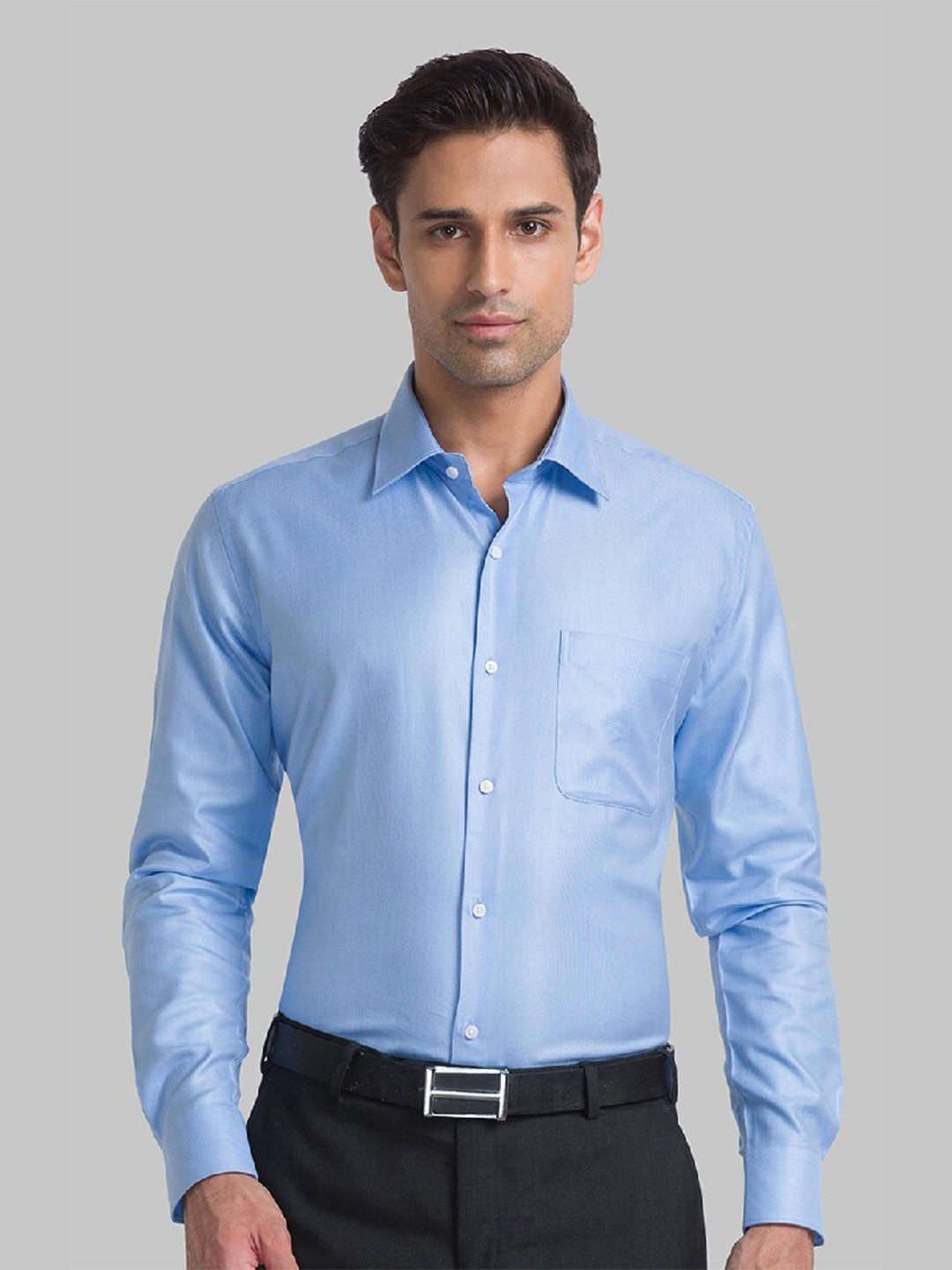 Buy Raymond Blue Structure Contemporary Fit Formal Shirts For Men ...