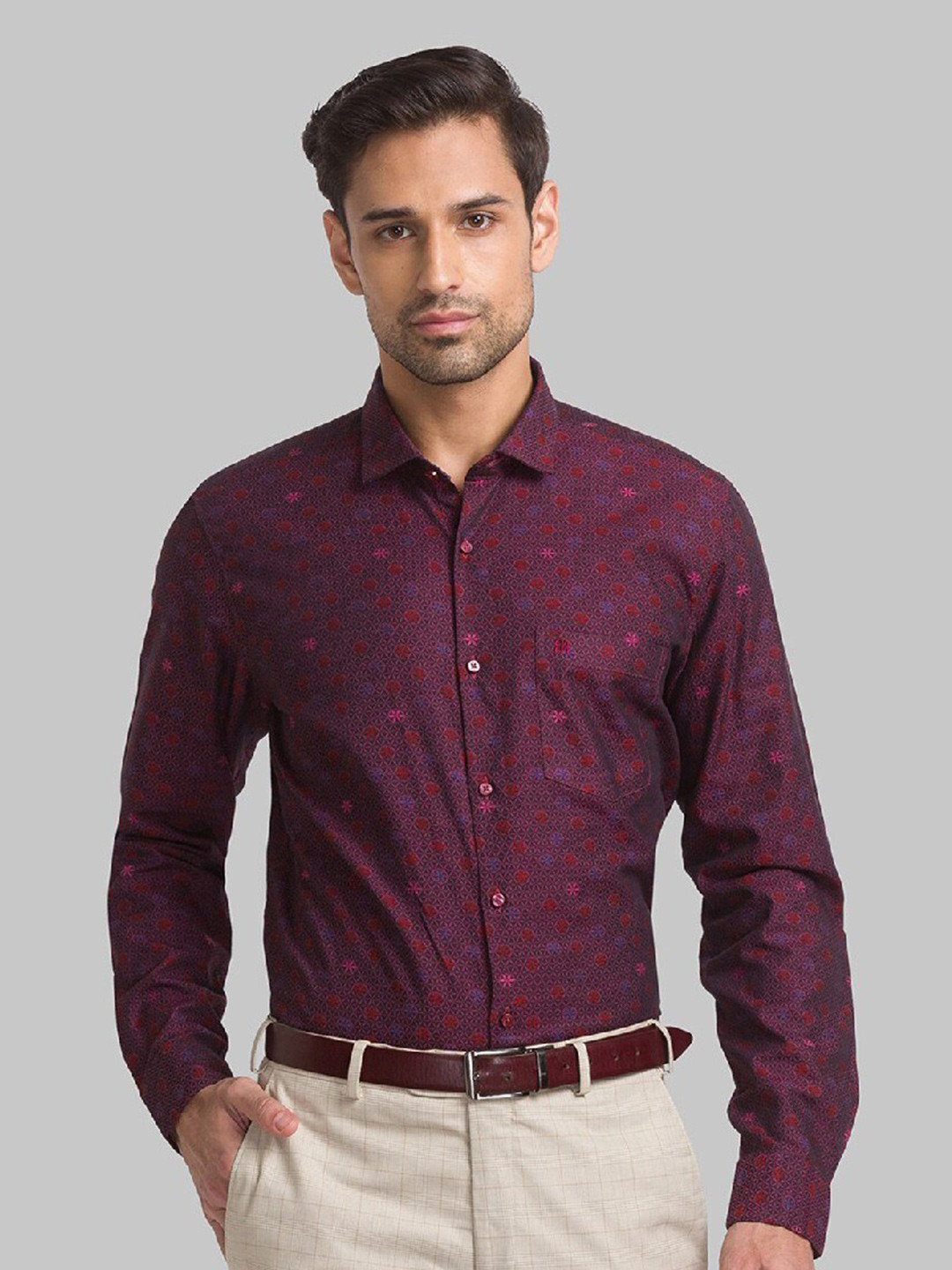 Buy Raymond Men Red Printed Pure Cotton Shirts - Shirts for Men ...