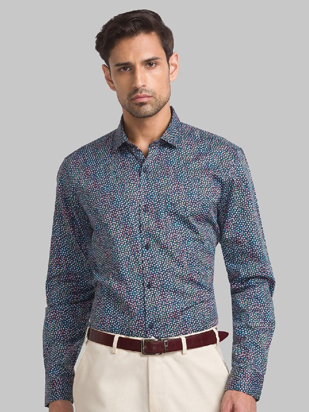 Buy Raymond Men Blue Printed Cotton Casual Shirt - Shirts for Men ...
