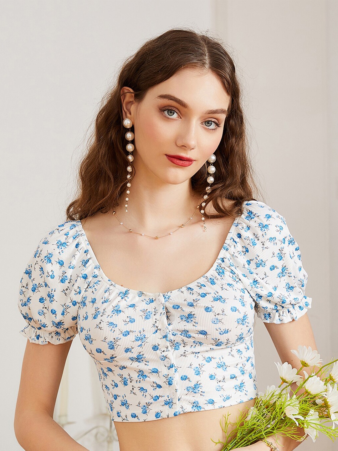 Buy Urbanic White Floral Print Crop Top Tops For Women 19626346 Myntra