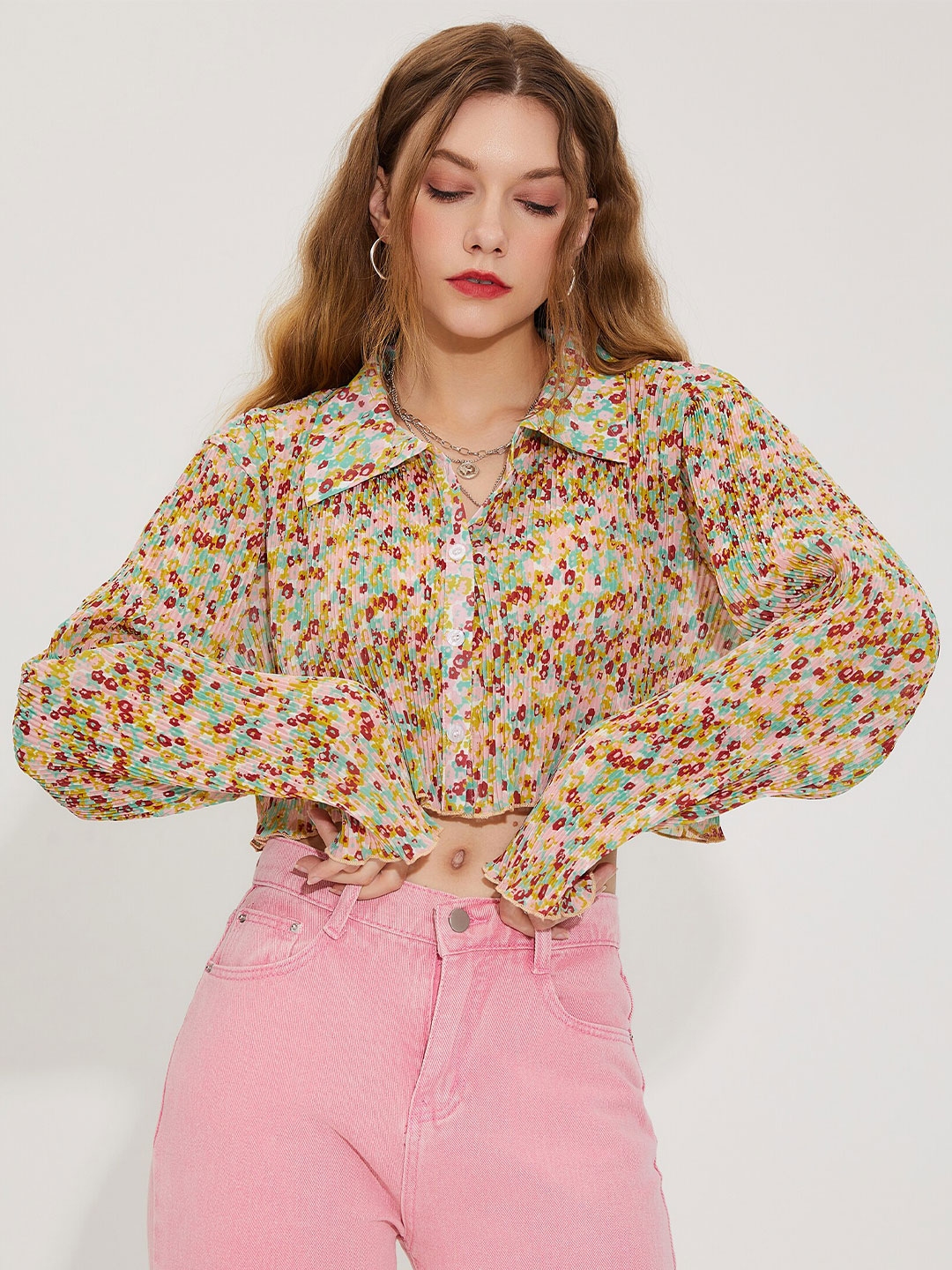 Buy Urbanic Green Floral Print Crop Top Tops For Women 19626364 Myntra