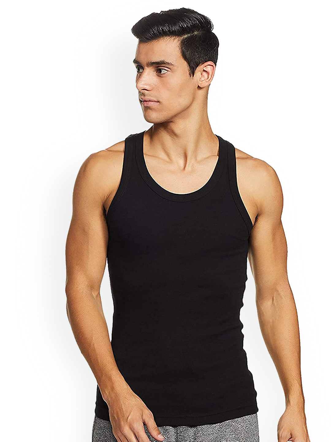 Buy Macroman M Series Men Black Solid Basic Innerwear Vest - Innerwear ...