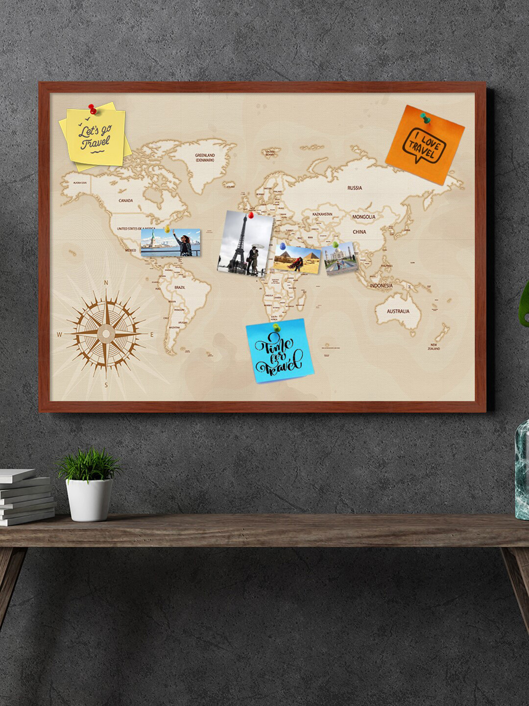 Buy Art Street Brown & Beige Rectangle Shape Wooden Notice Bulletin ...