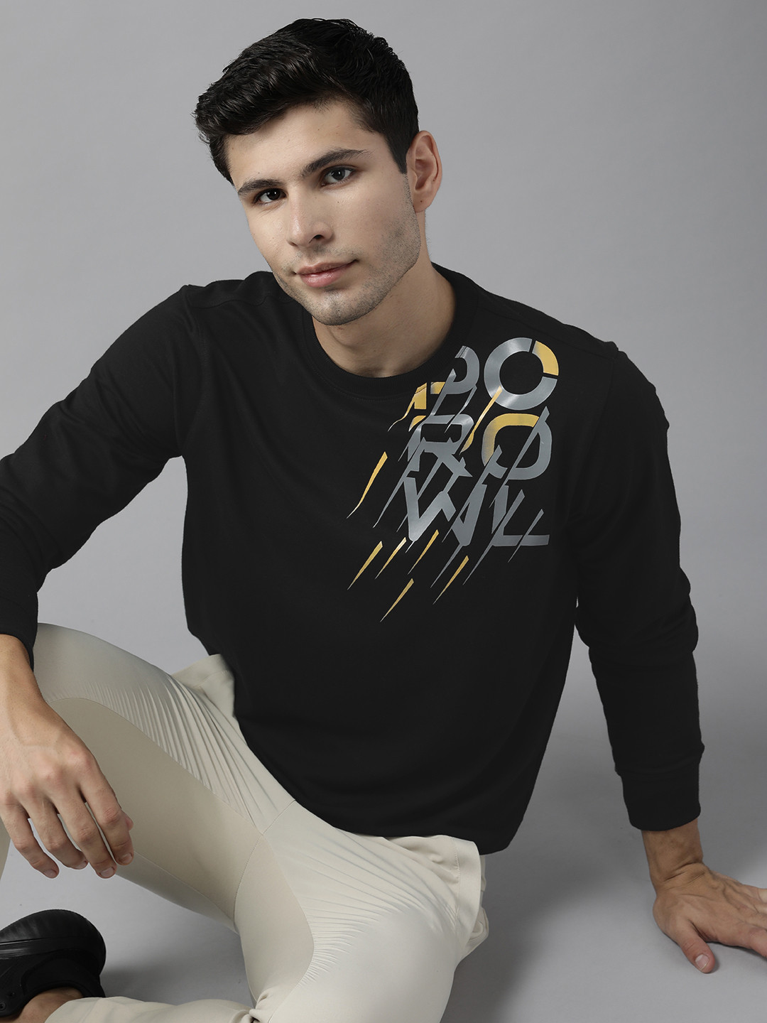 Buy PROWL By Tiger Shroff Men Black Brand Logo Printed Sweatshirt ...