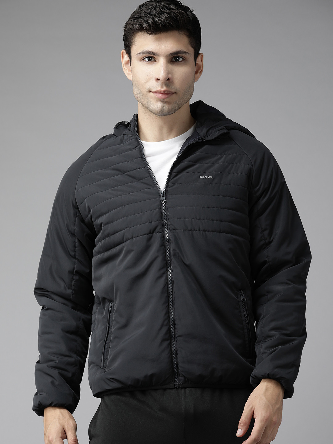 Buy PROWL By Tiger Shroff Men Navy Blue Woven Padded Jacket - Jackets ...