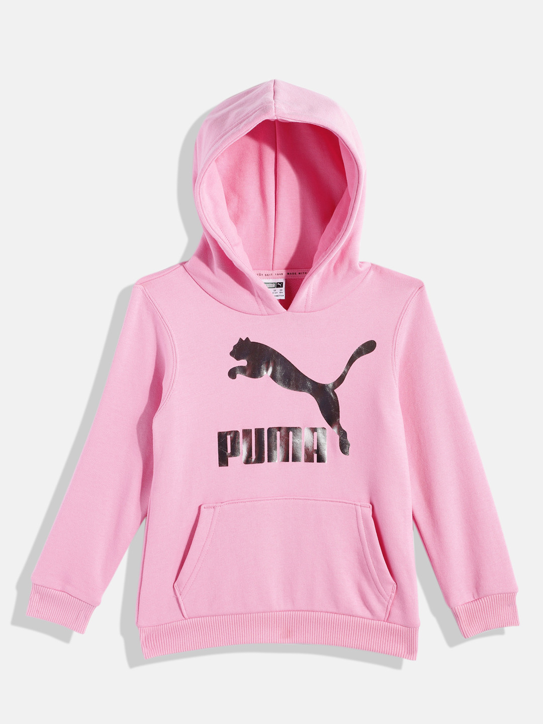 Buy Puma Girls Pink Printed Hooded Classics Logo Sweatshirt ...