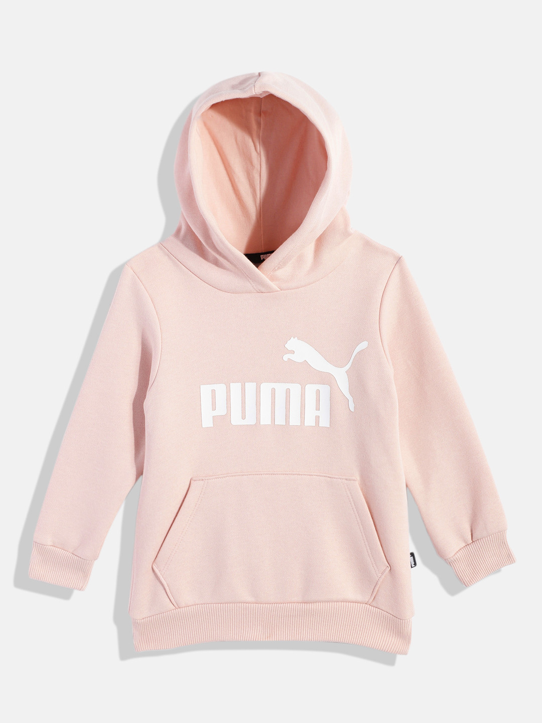 Buy Puma Girls Pink Printed Hooded Essentials Logo Sweatshirt ...