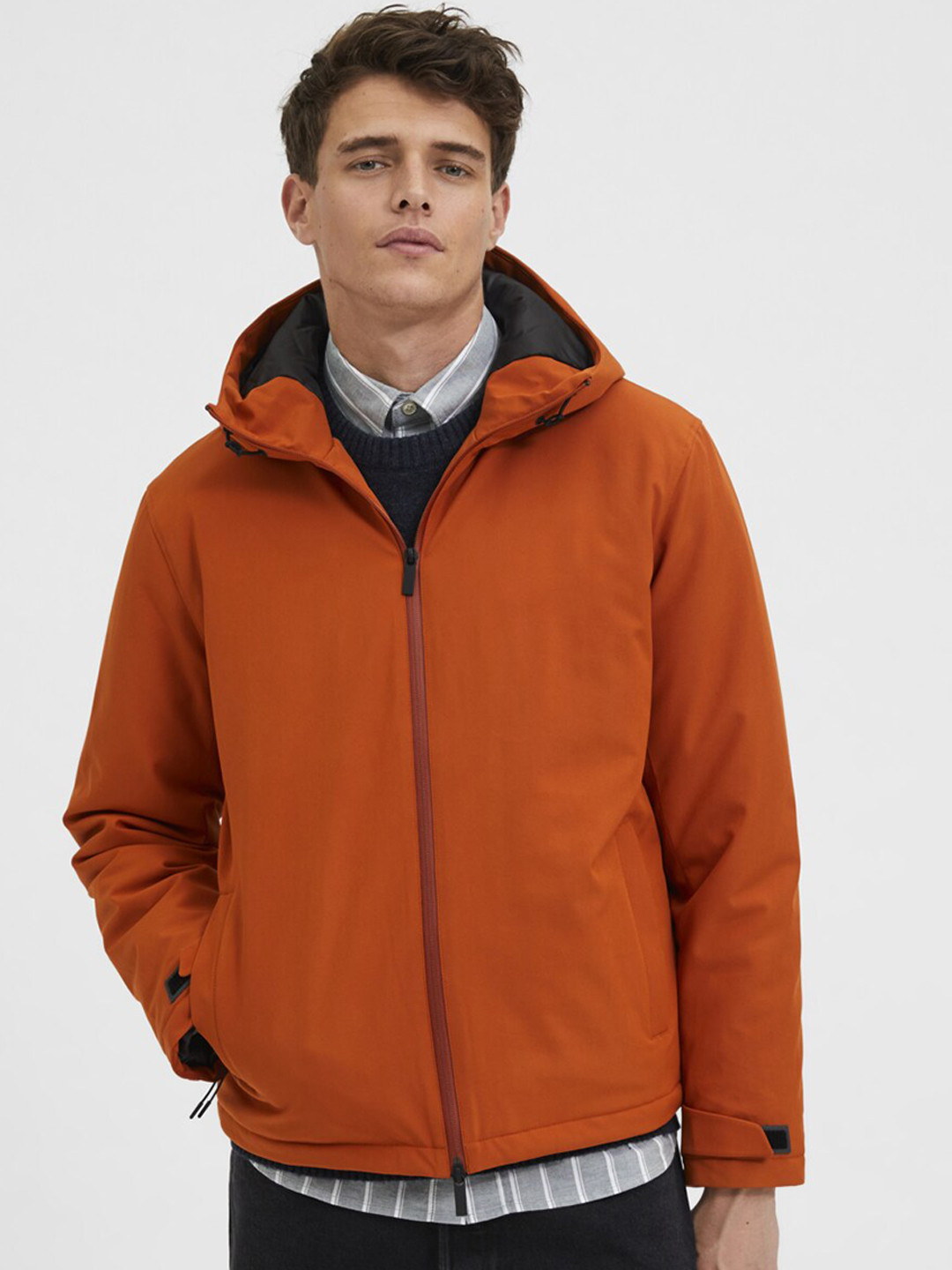 Buy SELECTED Men Orange Solid Tailored Jacket - Jackets for Men ...