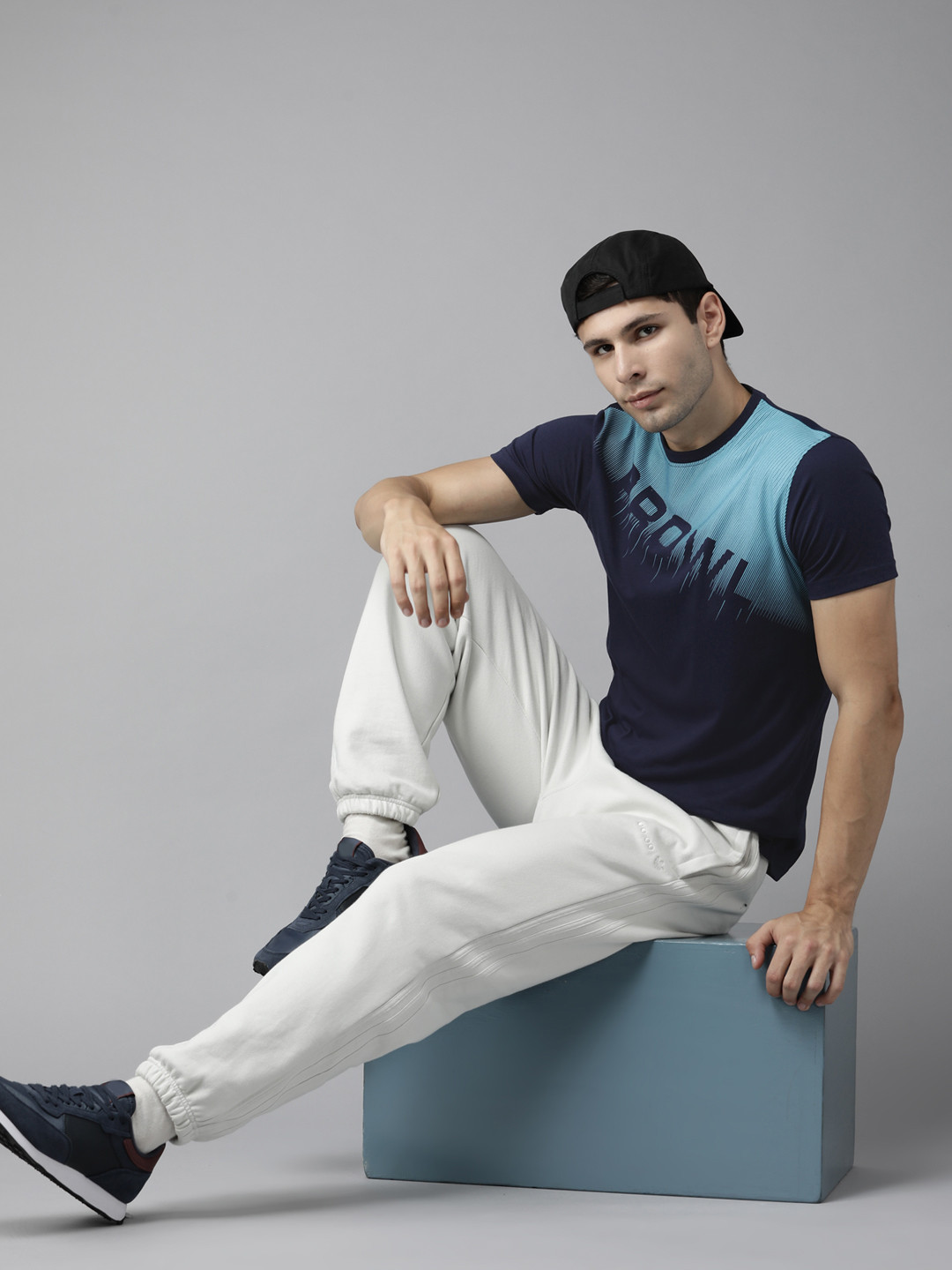 Buy PROWL By Tiger Shroff Men Navy Blue Brand Logo Printed T Shirt ...