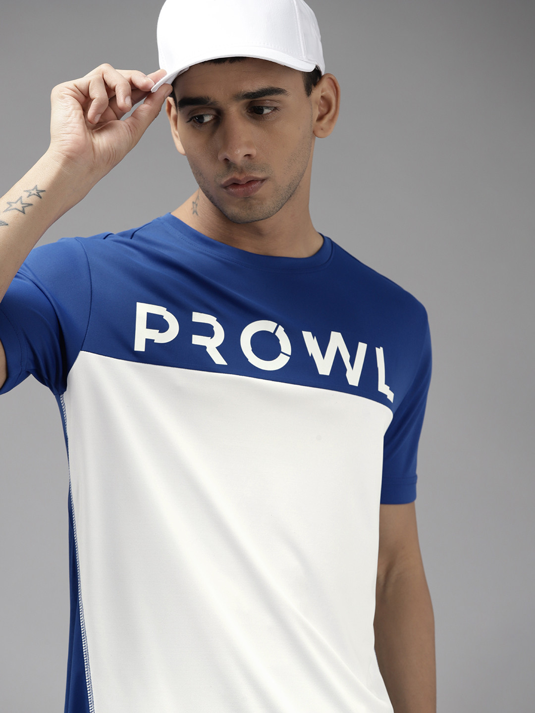 Buy PROWL By Tiger Shroff Men Blue & White Brand Logo Printed Running T ...