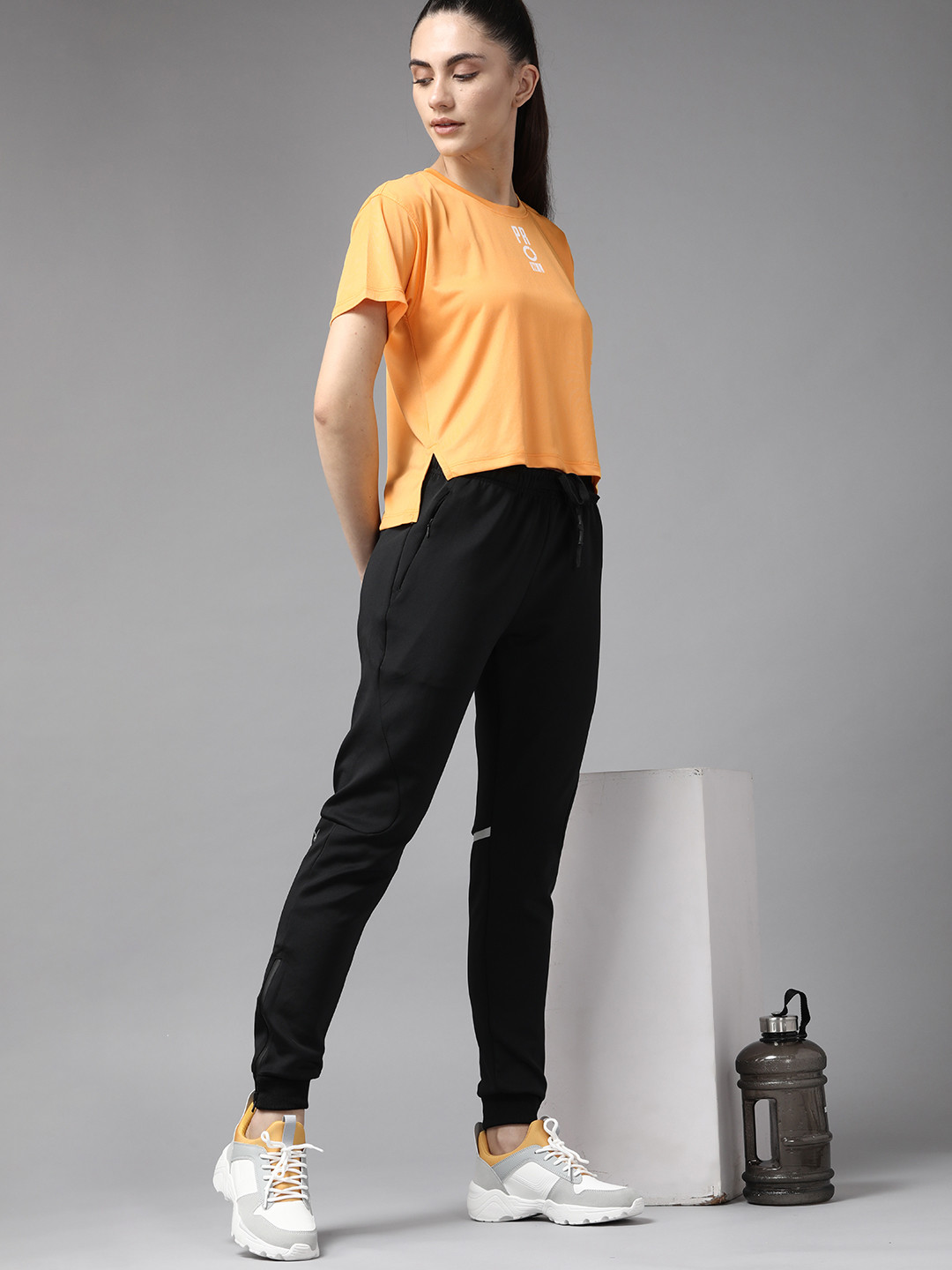 Buy PROWL By Tiger Shroff Women Mustard Yellow Brand Logo Printed T ...