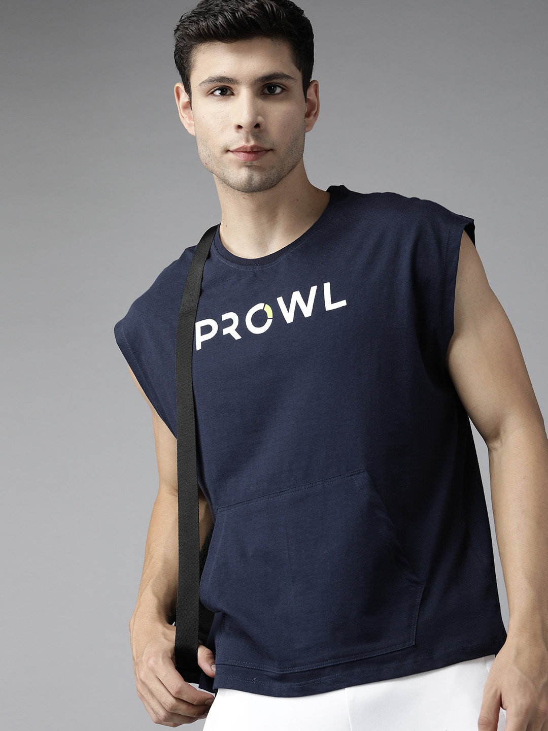 Buy PROWL By Tiger Shroff Men Navy Blue & White Pure Cotton Brand Logo ...