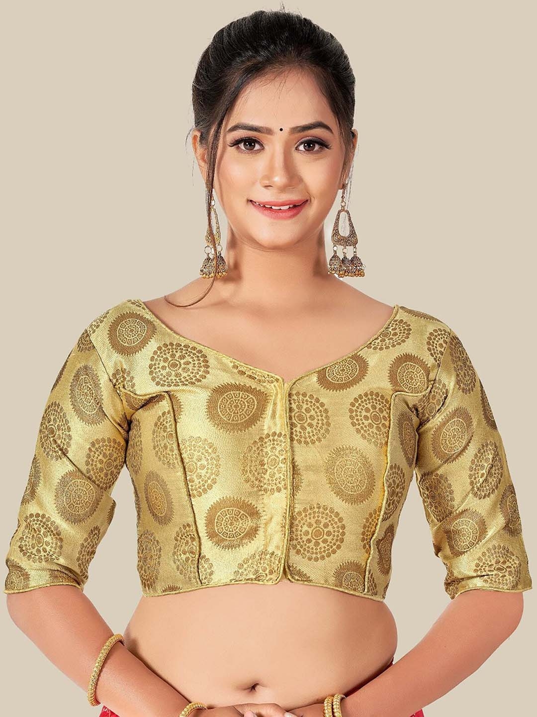Buy HIMRISE Women Gold Woven Design Saree Blouse - Saree Blouse for ... Buy HIMRISE Women Gold Woven Design Saree Blouse - Saree Blouse for ...