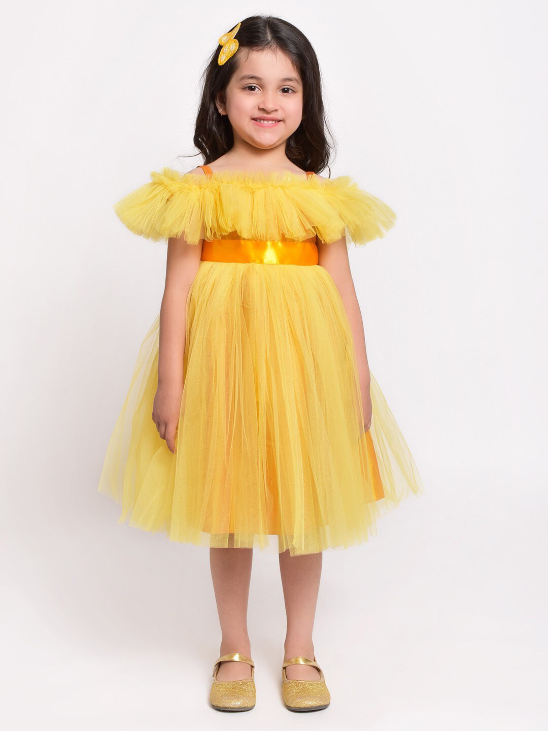 Buy Jelly Jones Girls Yellow Net Dress - Dresses for Girls 19637860 ...