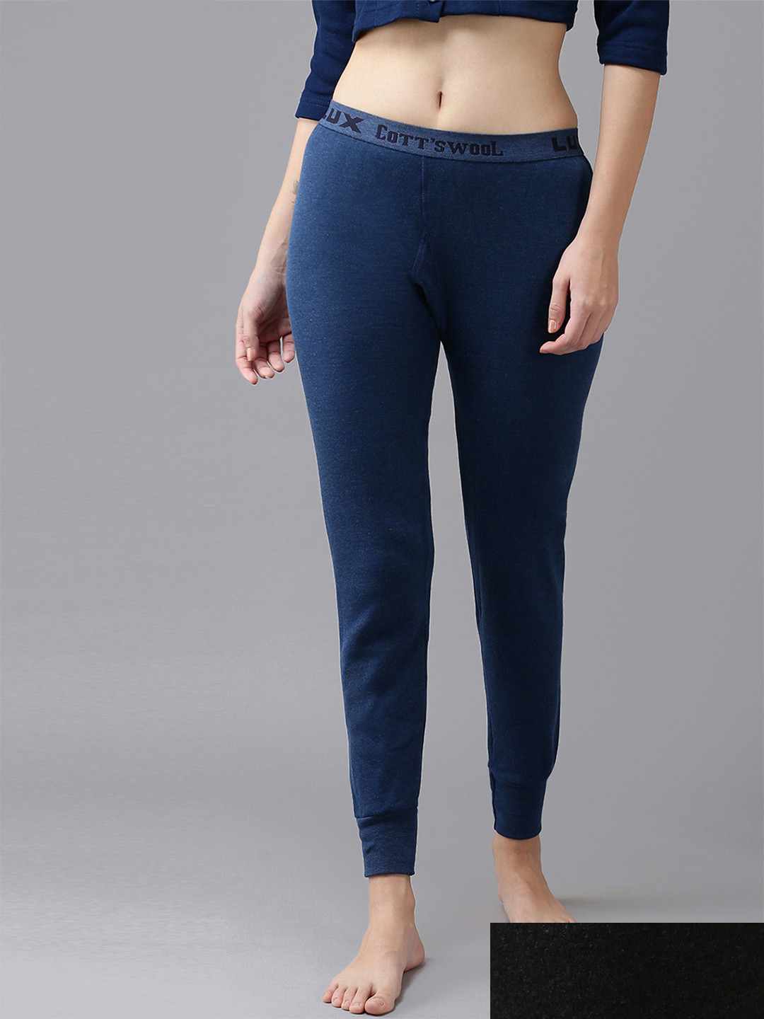 Buy Lux Cottswool Women Pack Of 2 Solid Cotton Thermal Bottoms ...