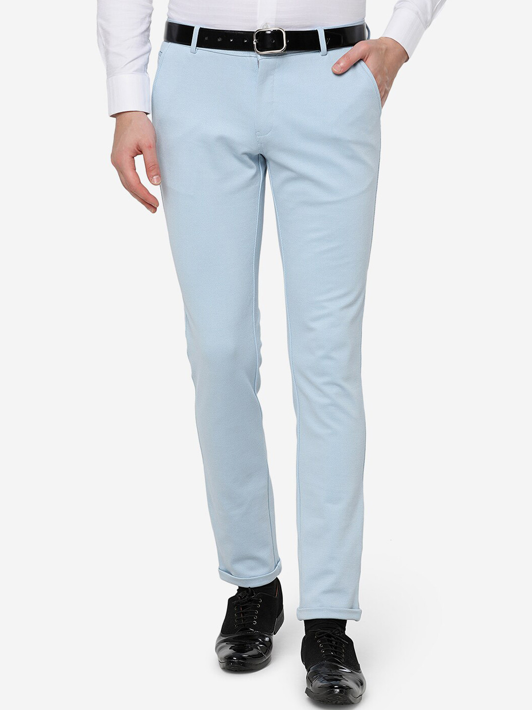 Buy JB STUDIO Men Blue Slim Fit Formal Trouser - Trousers for Men ...