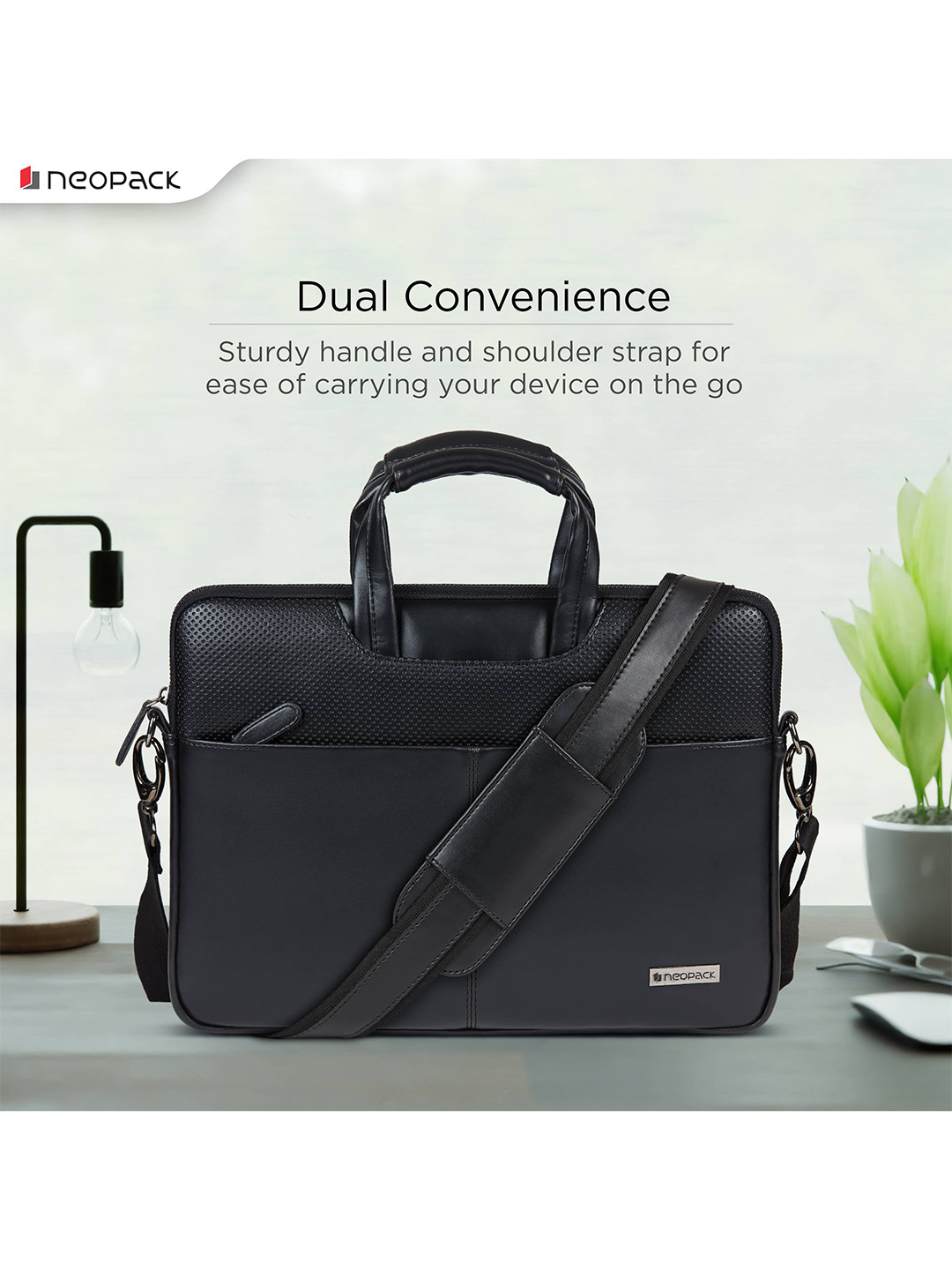 Buy NEOPACK Men Black Solid PU Laptop Bag - Laptop Bag for Men 19645970 ...