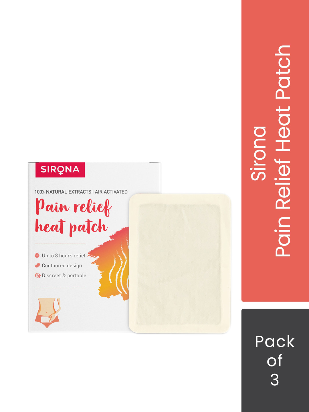 Buy Sirona Pack Of 3 White Instant Pain Relief Heat Patches - Intimate ...