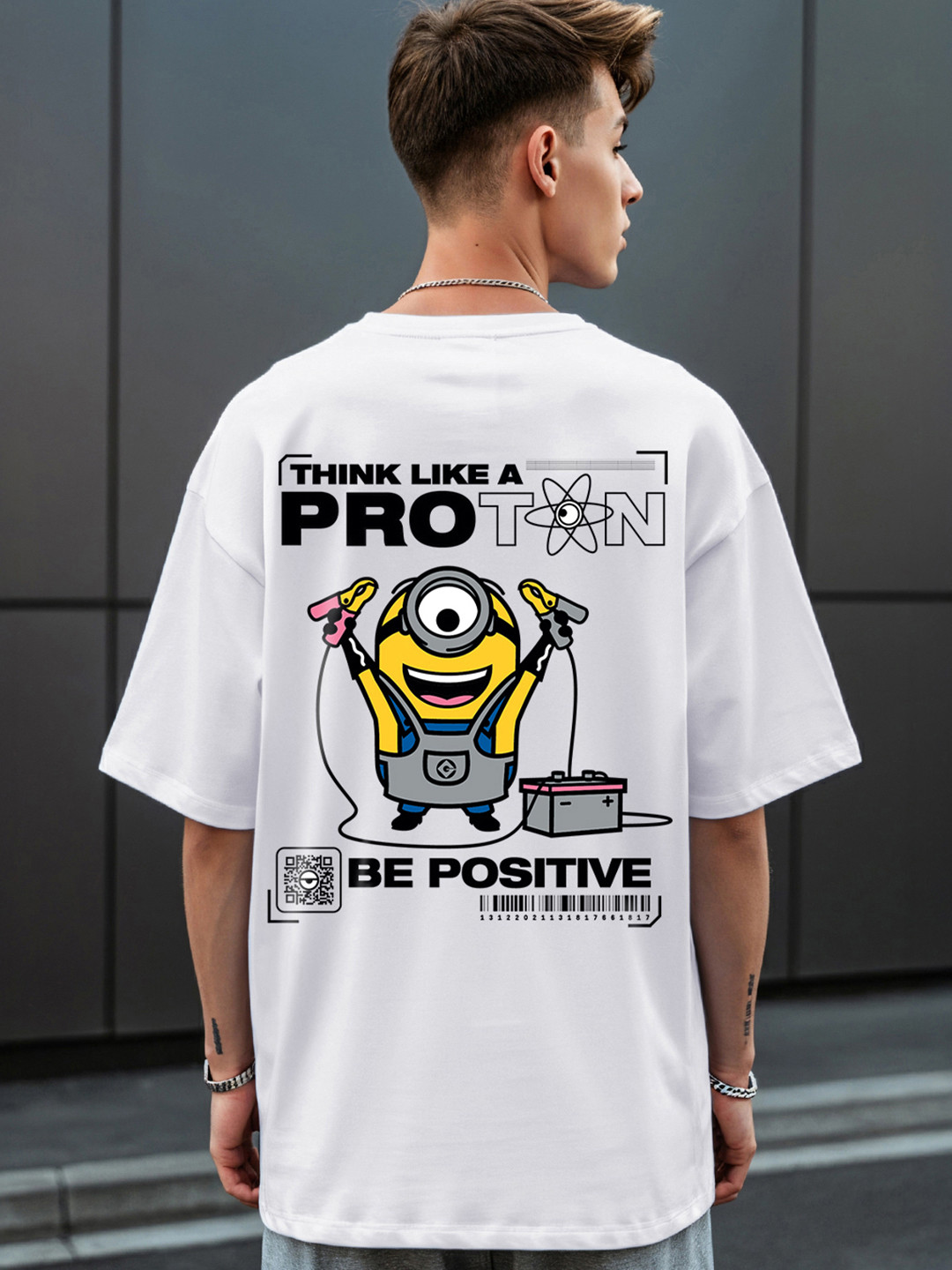Buy Bewakoof Men's White Think Like A Pro Typography Oversized T Shirt ...