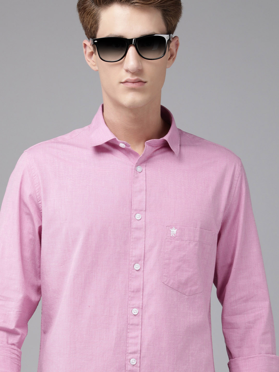 Buy French Connection Men Pink Classic Slim Fit Pure Cotton Casual ...