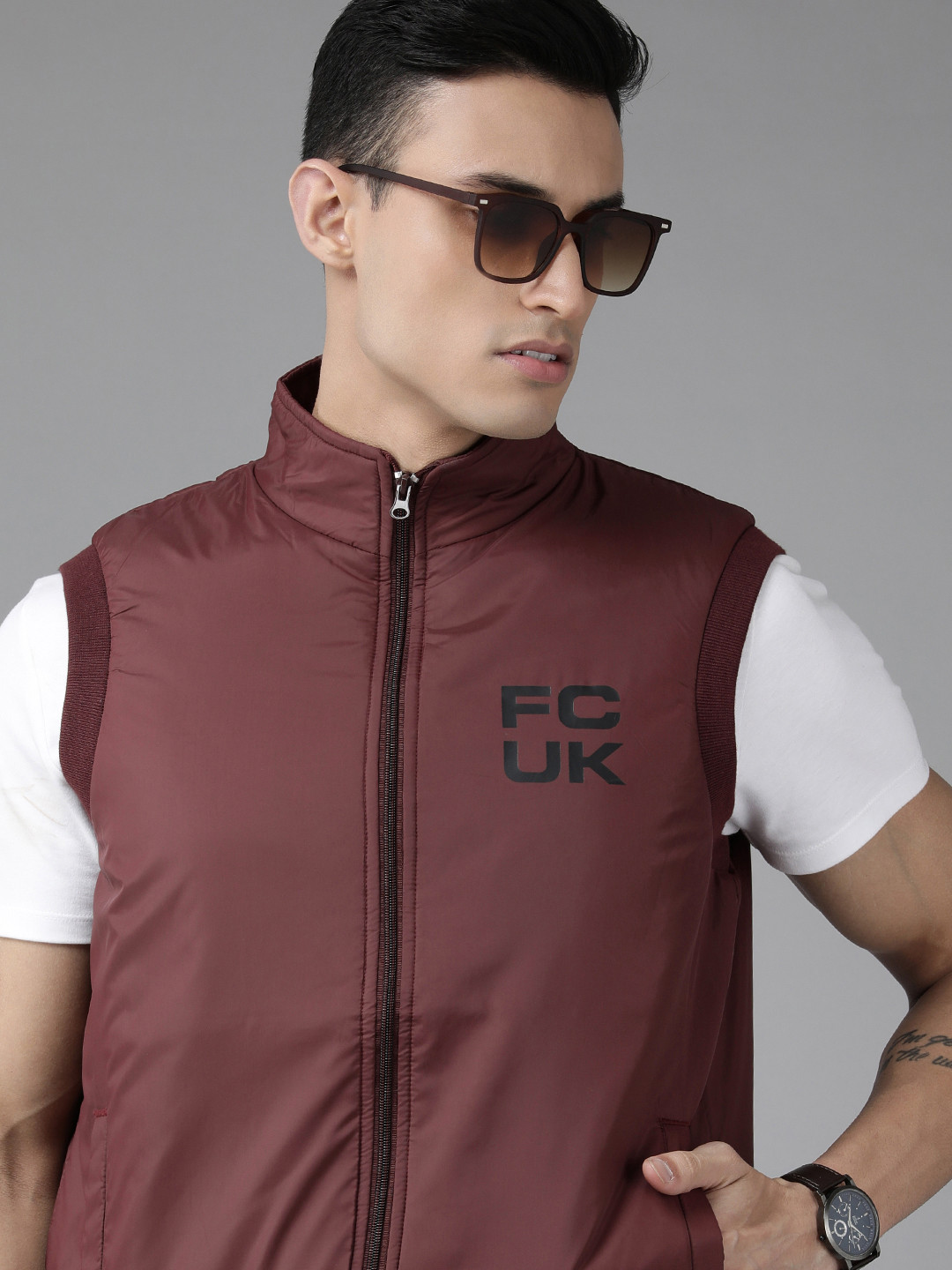 Buy French Connection Men Maroon Solid Bomber Jacket - Jackets for Men ...