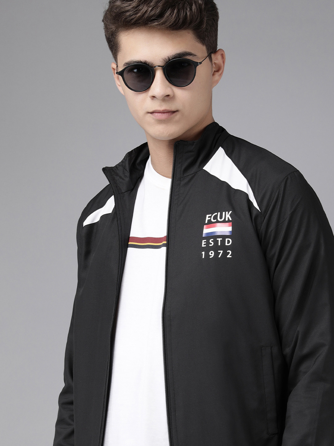 Buy French Connection Men Black Solid Lightweight Bomber Jacket ...