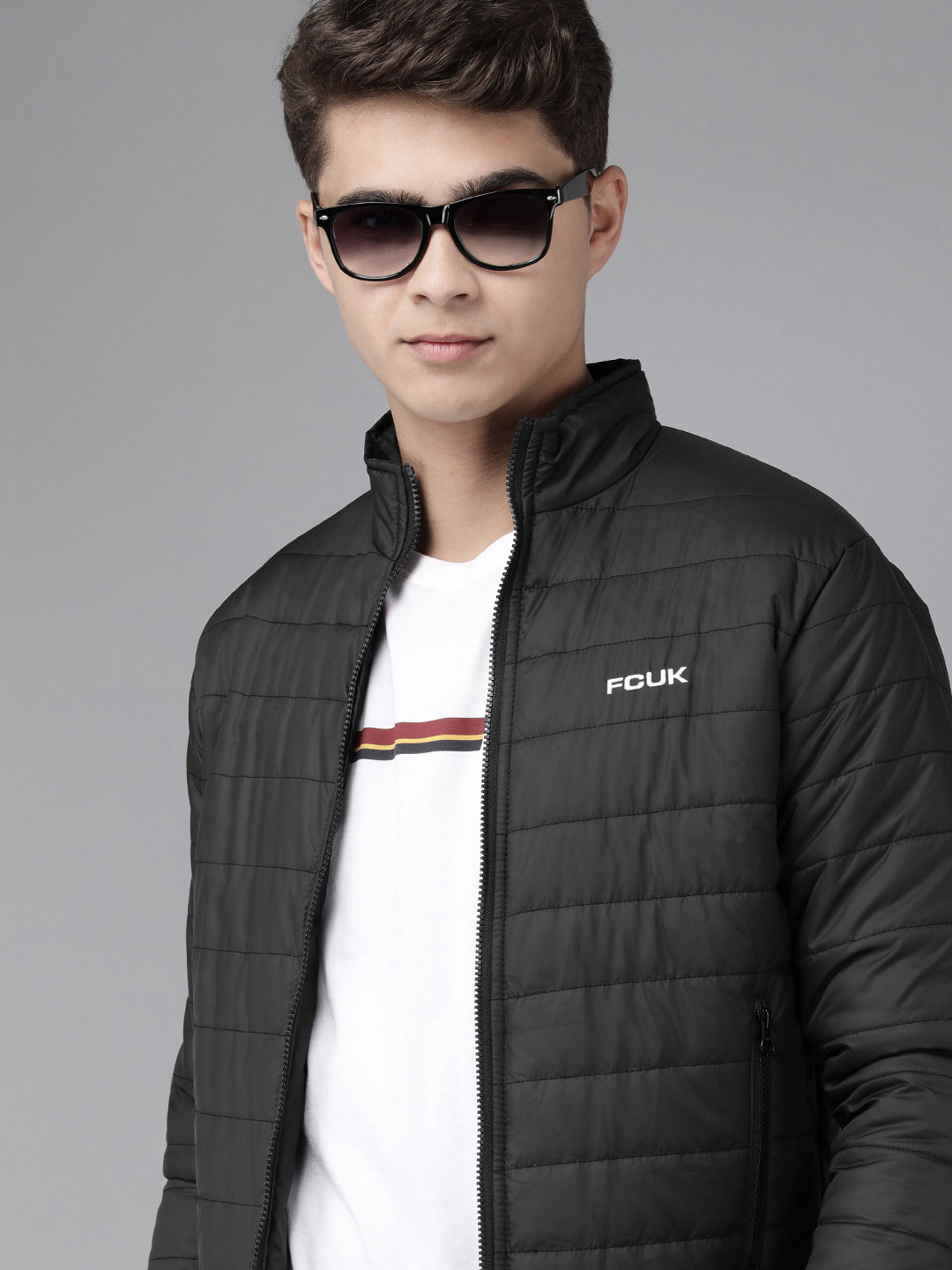 Buy French Connection Men Black Solid Quilted Jacket - Jackets for Men ...