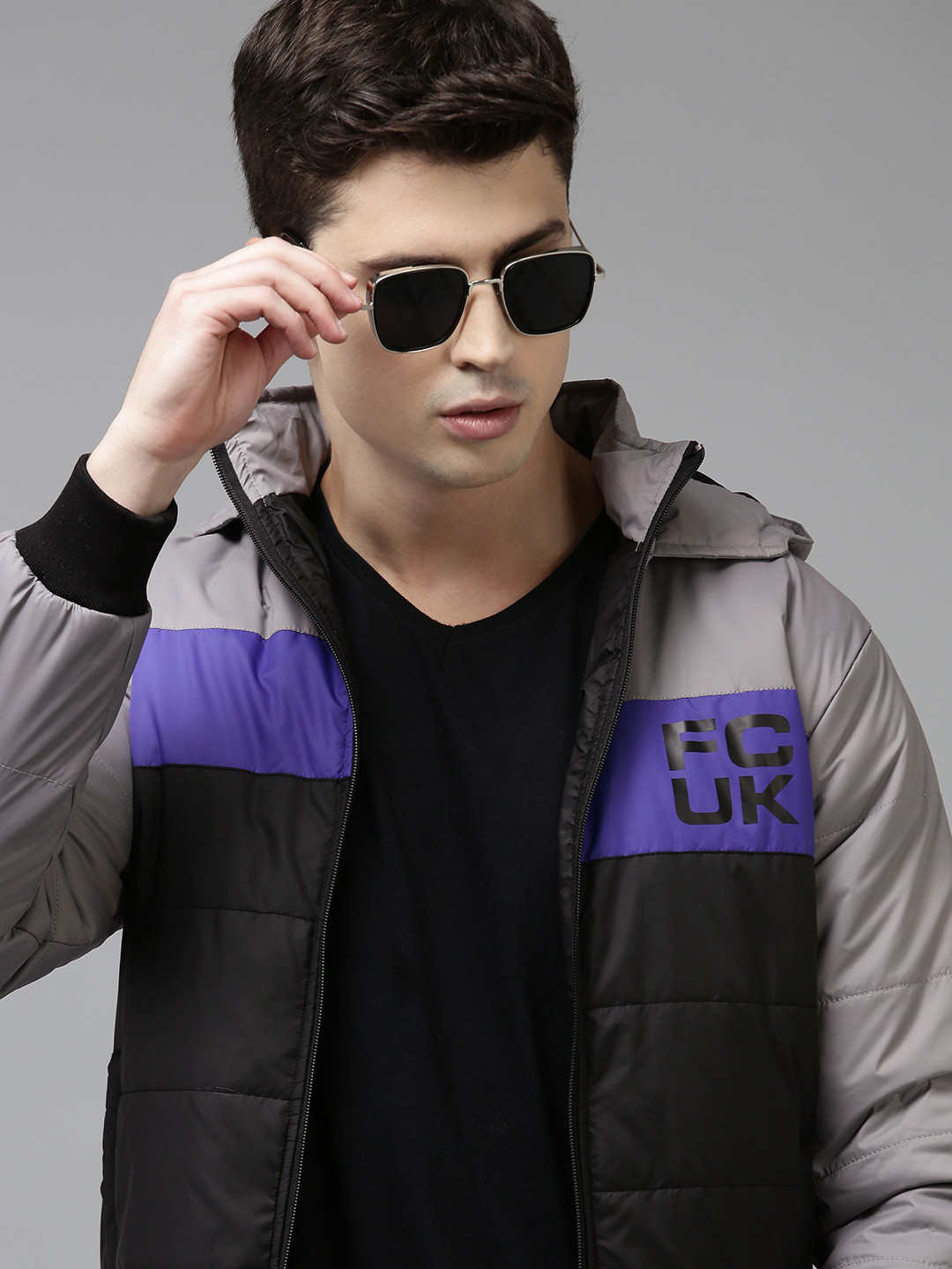 Buy French Connection Men Navy Blue Solid Puffer Jacket - Jackets for ...