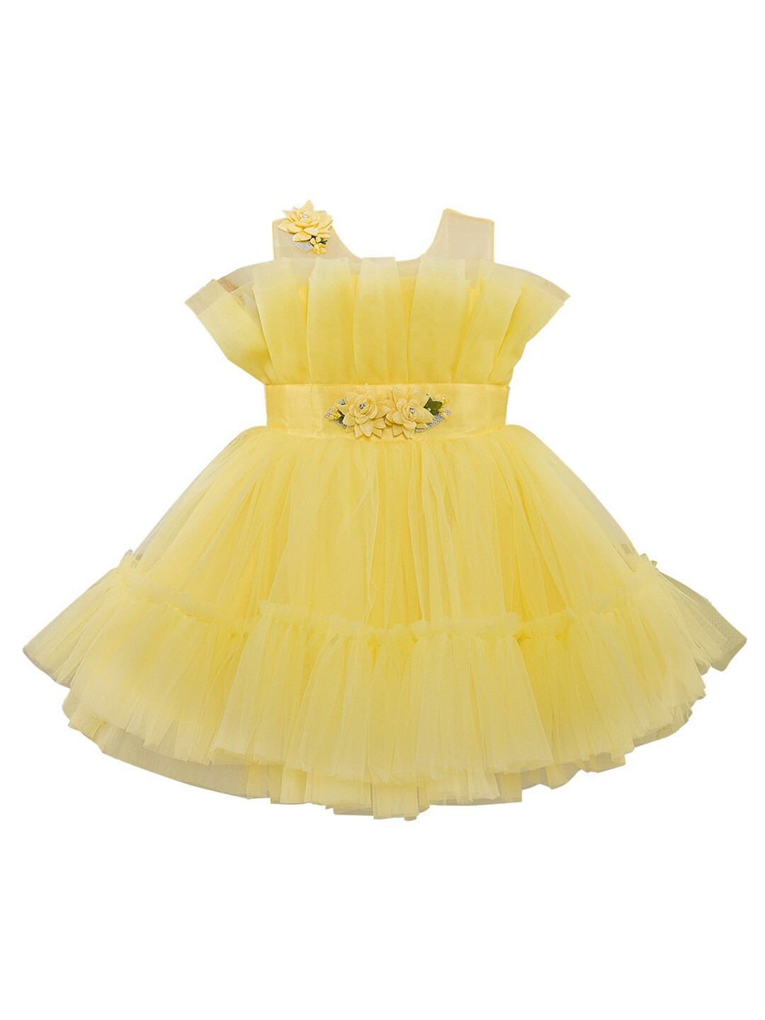 Buy Wish Karo Yellow Net Dress - Dresses for Girls 19650642 | Myntra