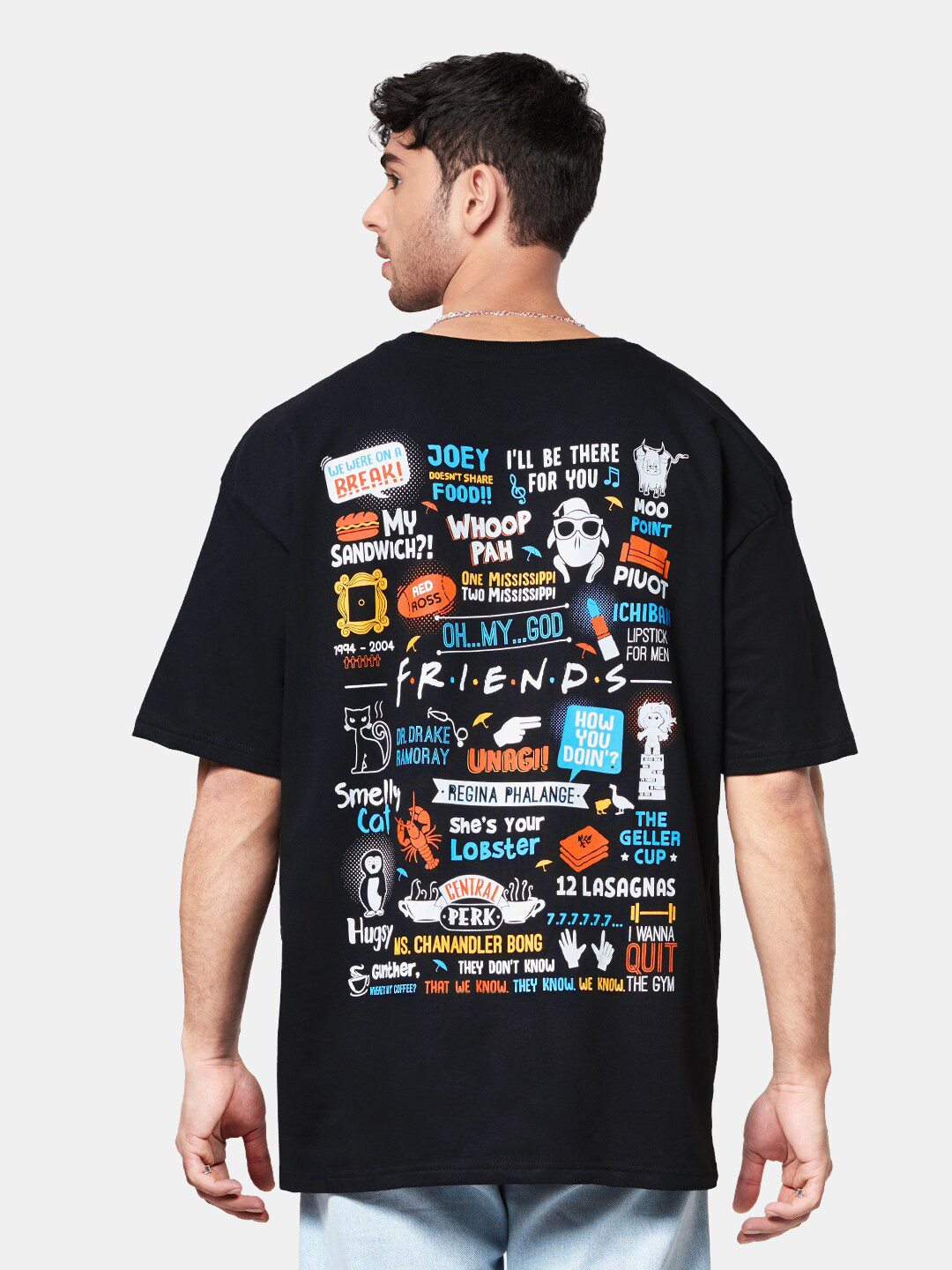 Buy The Souled Store Men Black F.R.I.E.N.D.S Printed Applique Oversized ...