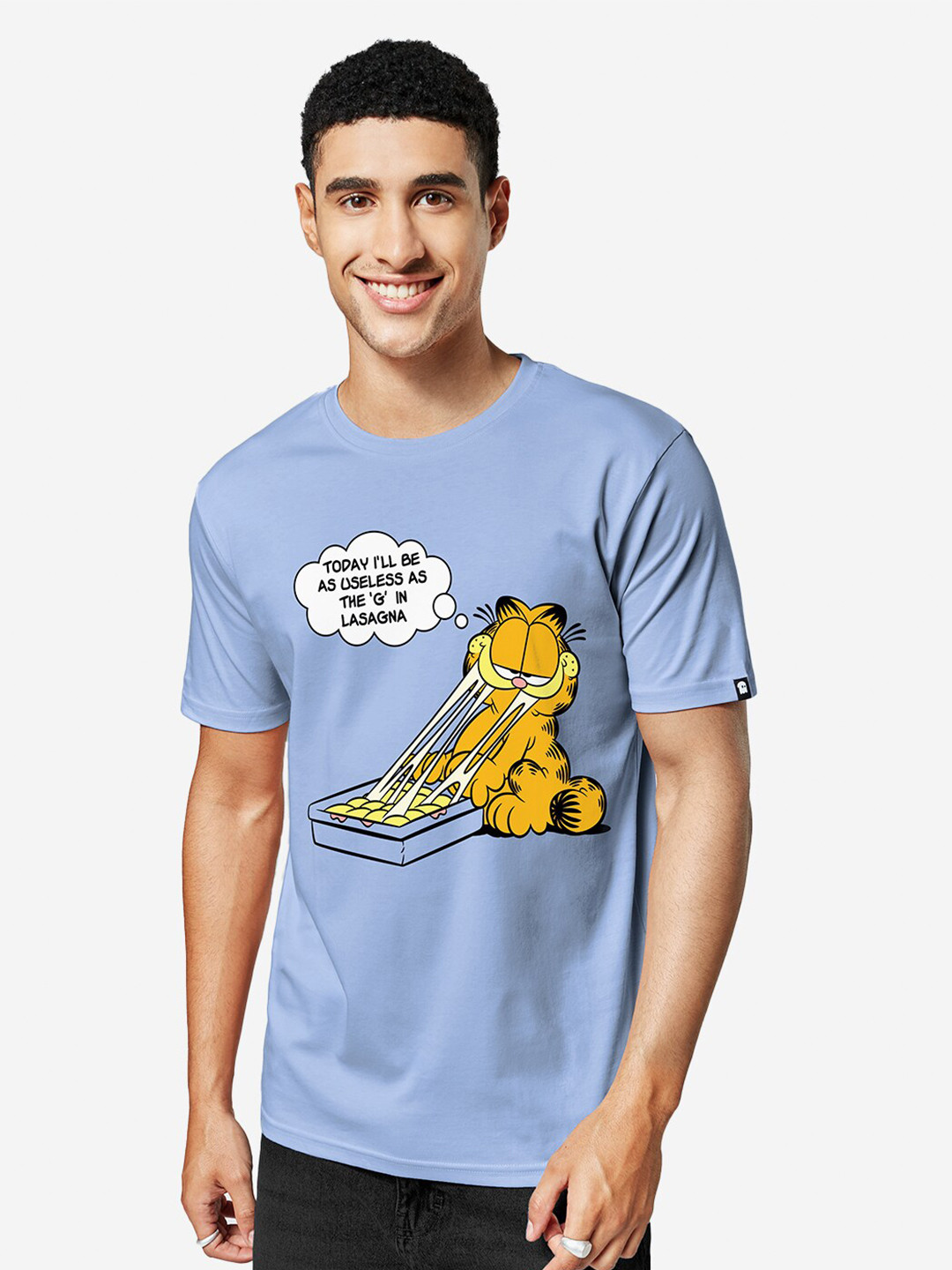 Buy The Souled Store Men Blue Garfield Printed Applique T Shirt ...
