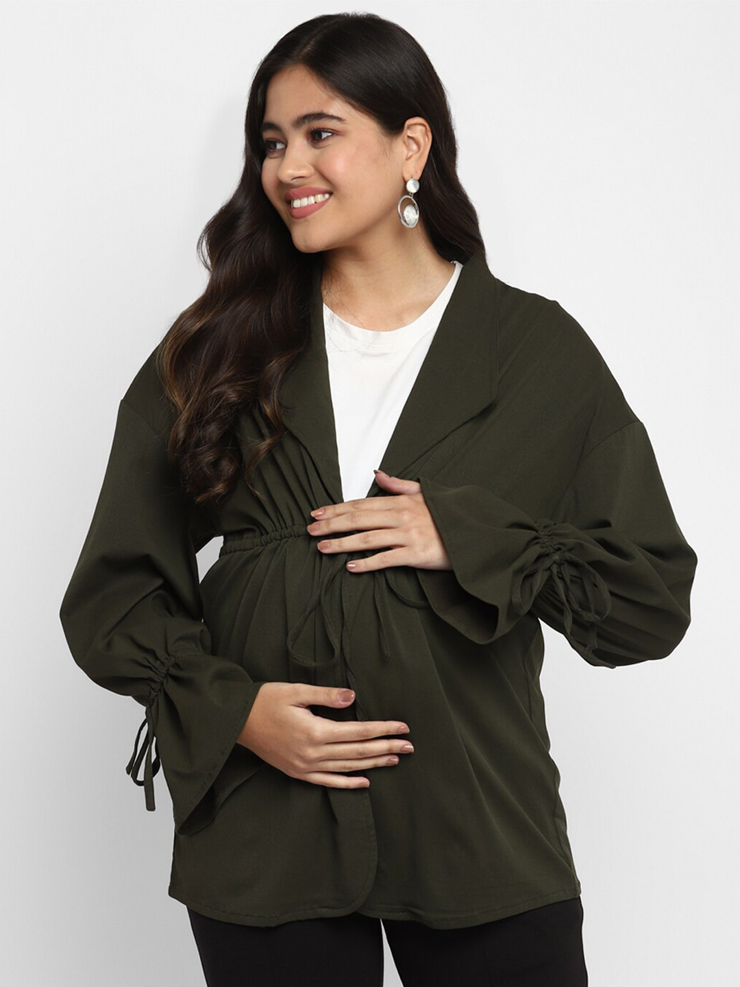 Buy Momsoon Maternity Women Olive Green Tailored Jacket - Jackets for ...