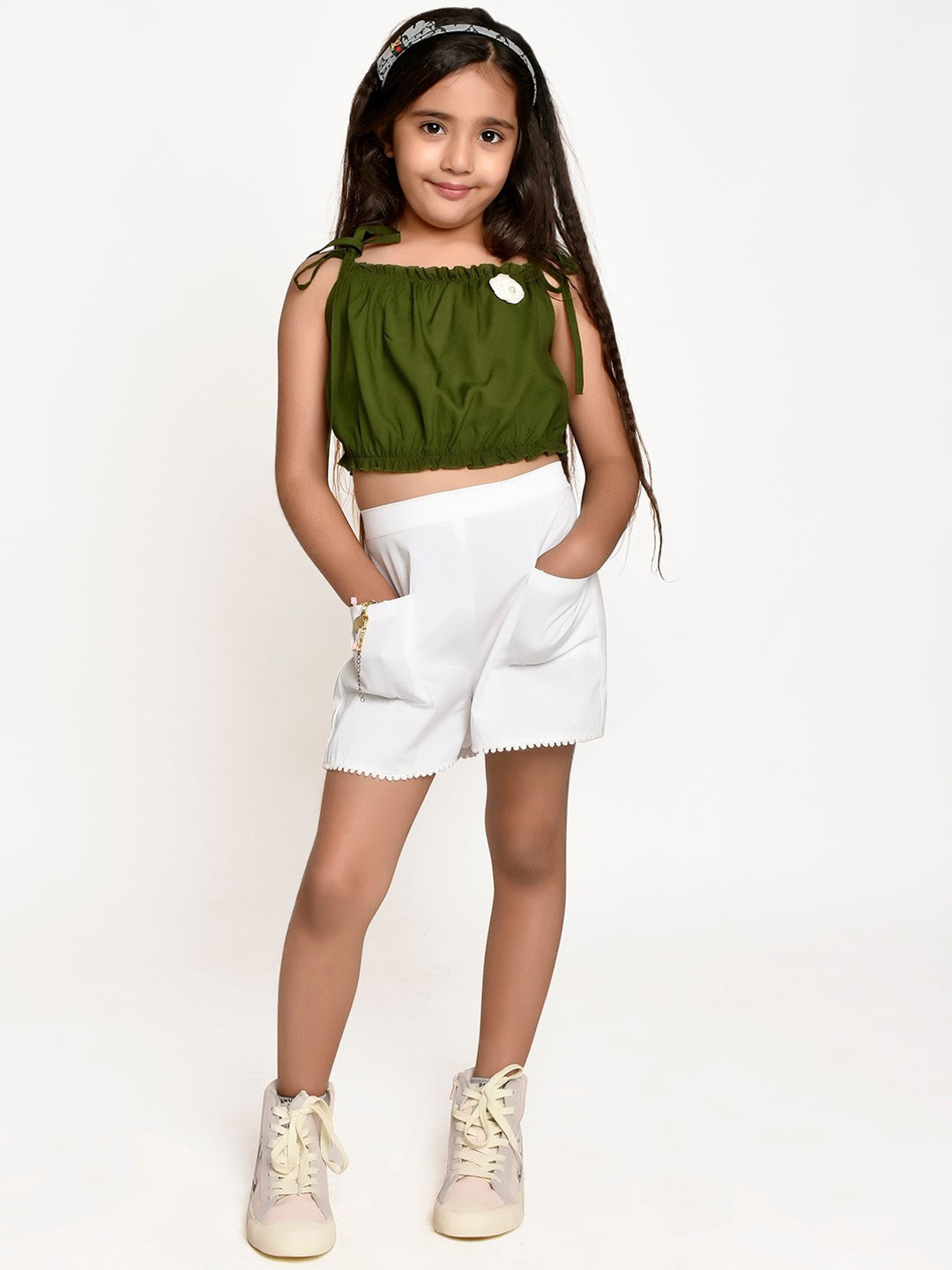 Buy Jelly Jones Girls Green & White Top With Shorts - Clothing Set for ...