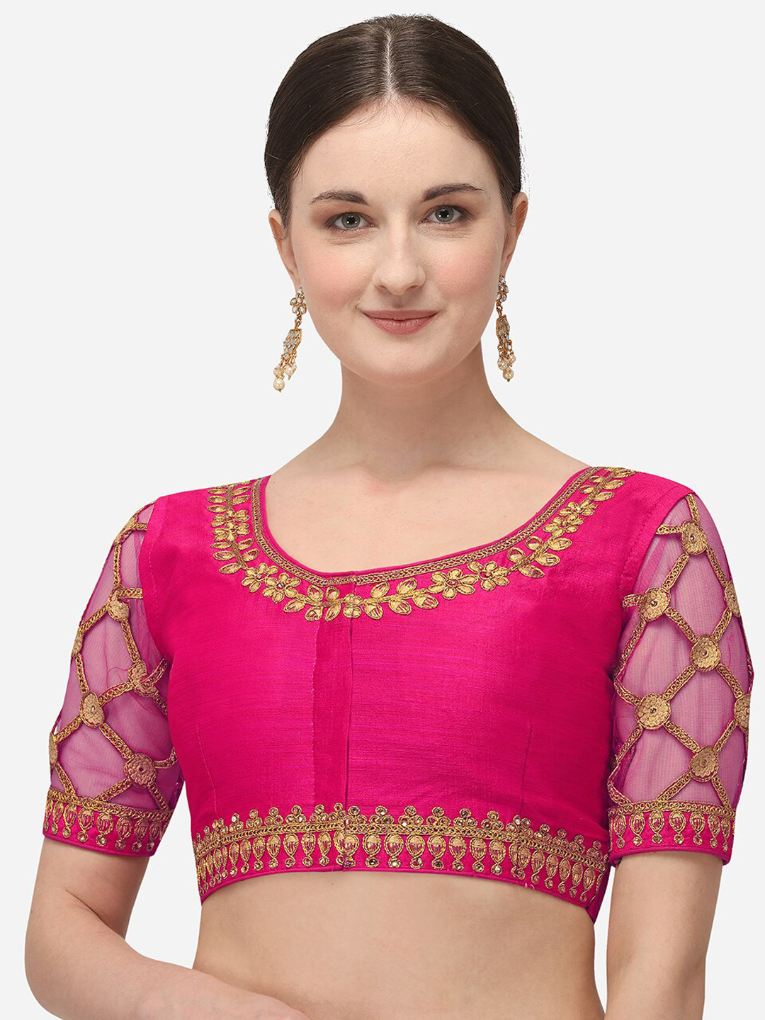 Buy Fab Dadu Women Pink Embroidered Saree Blouse - Saree Blouse for ...