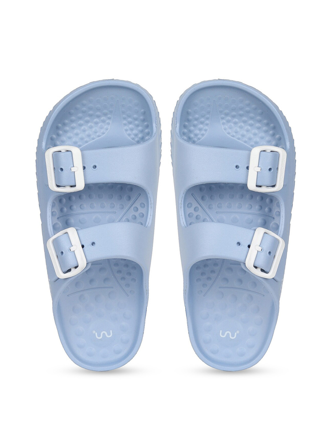 Buy Doubleu Women Blue Solid Rubber Slider Flip Flop - Flip Flops for ...