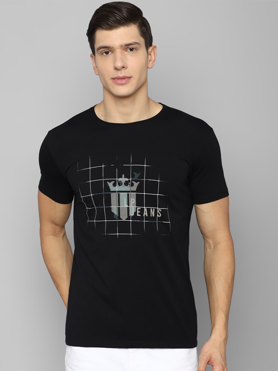 Buy Louis Philippe Jeans Men Black Printed Slim Fit T Shirt - Tshirts ...