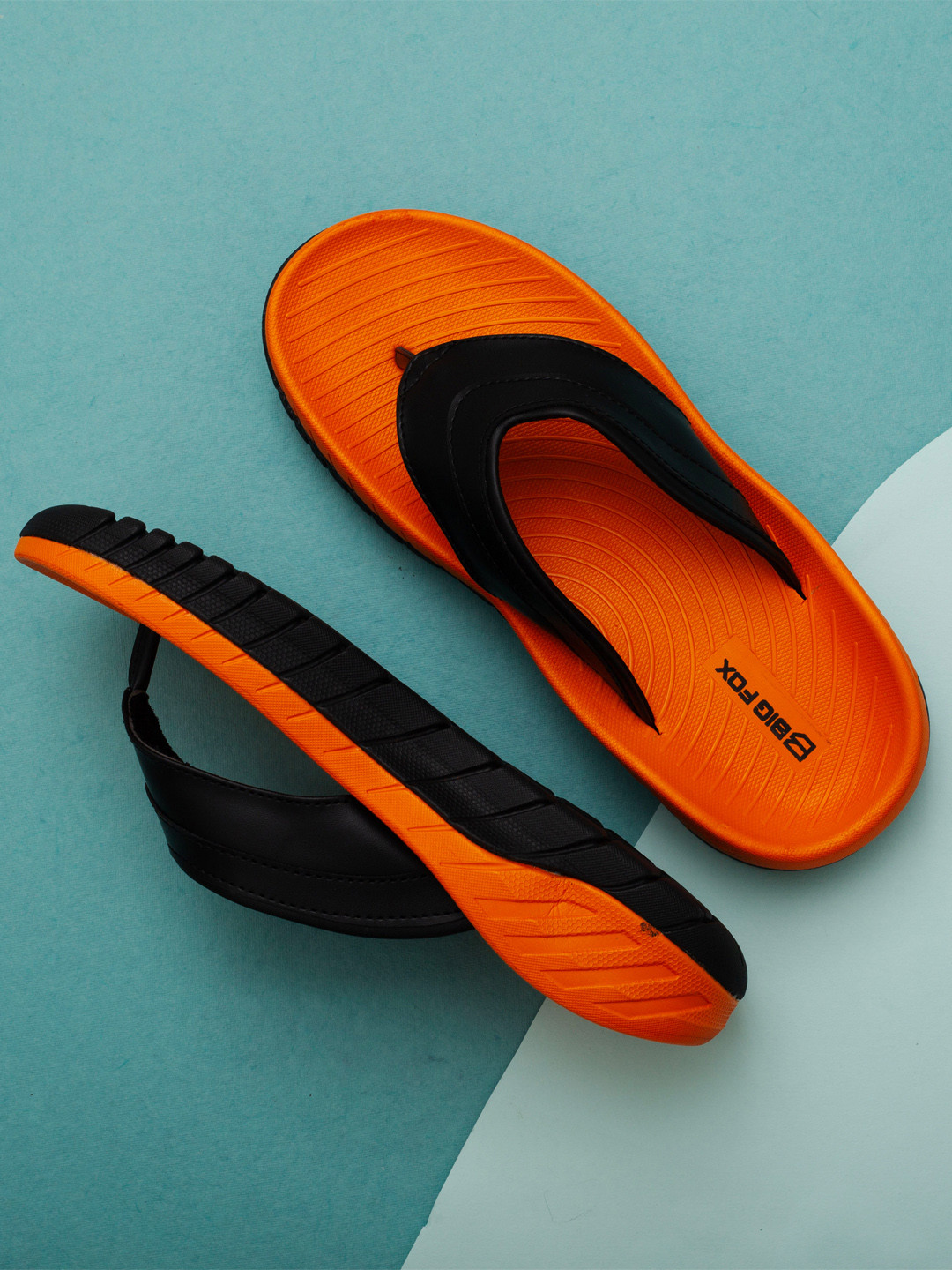 Buy Big Fox Men Orange & Black Thong Flip Flops - Flip Flops for Men ...
