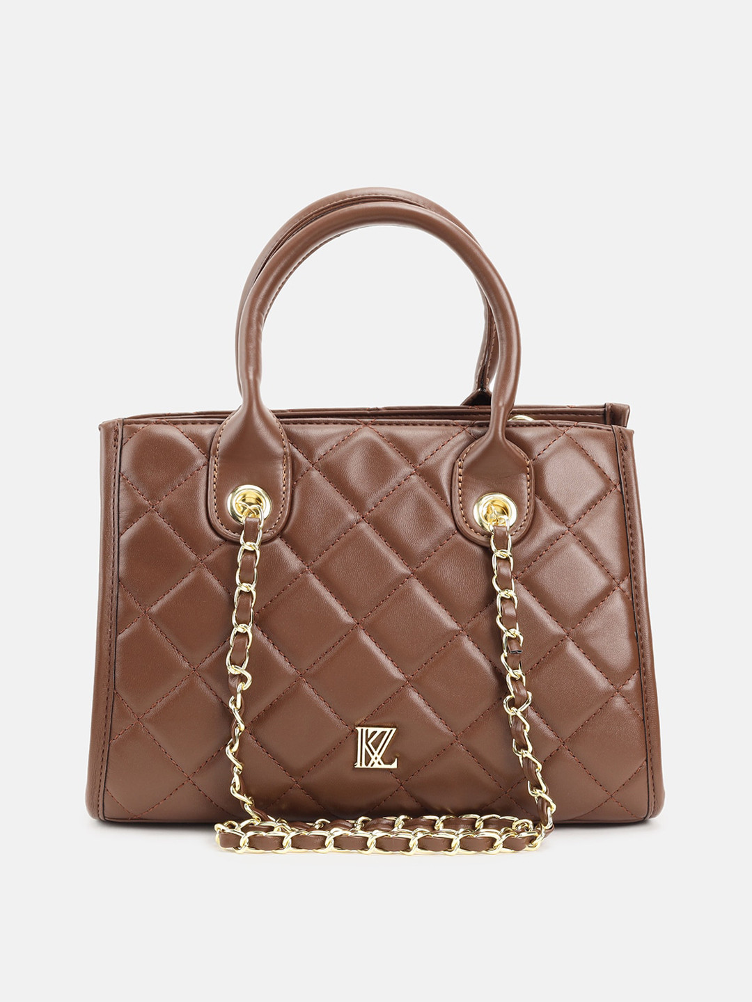 Buy Kazo Brown Textured PU Structured Handbags - Handbags for Women ...